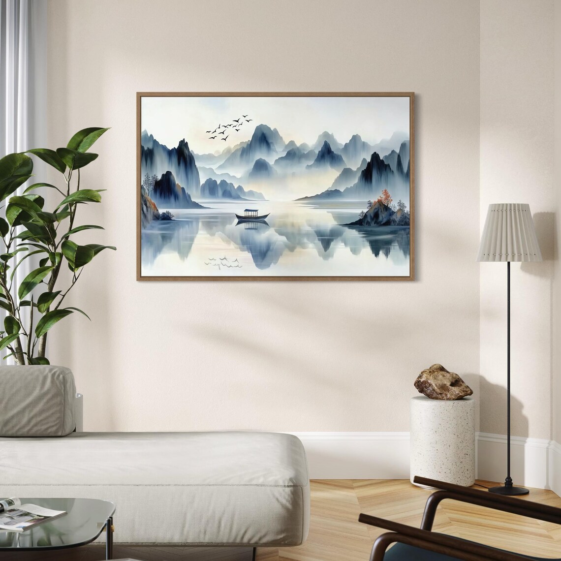 Traditional Chinese Nature Landscape Scenery Canvas Print Gongbi Style ...
