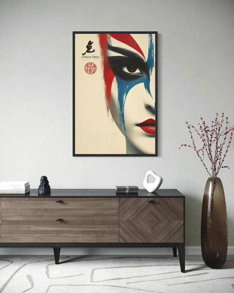 Chinese Opera Canvas Print Vintage Face Painting Minimalist Modern ...