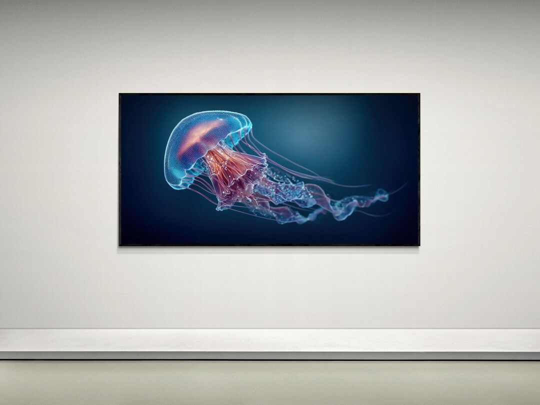 Deep Sea Glowing Jellyfish Canvas Print Luminous Ocean Jellyfish ...