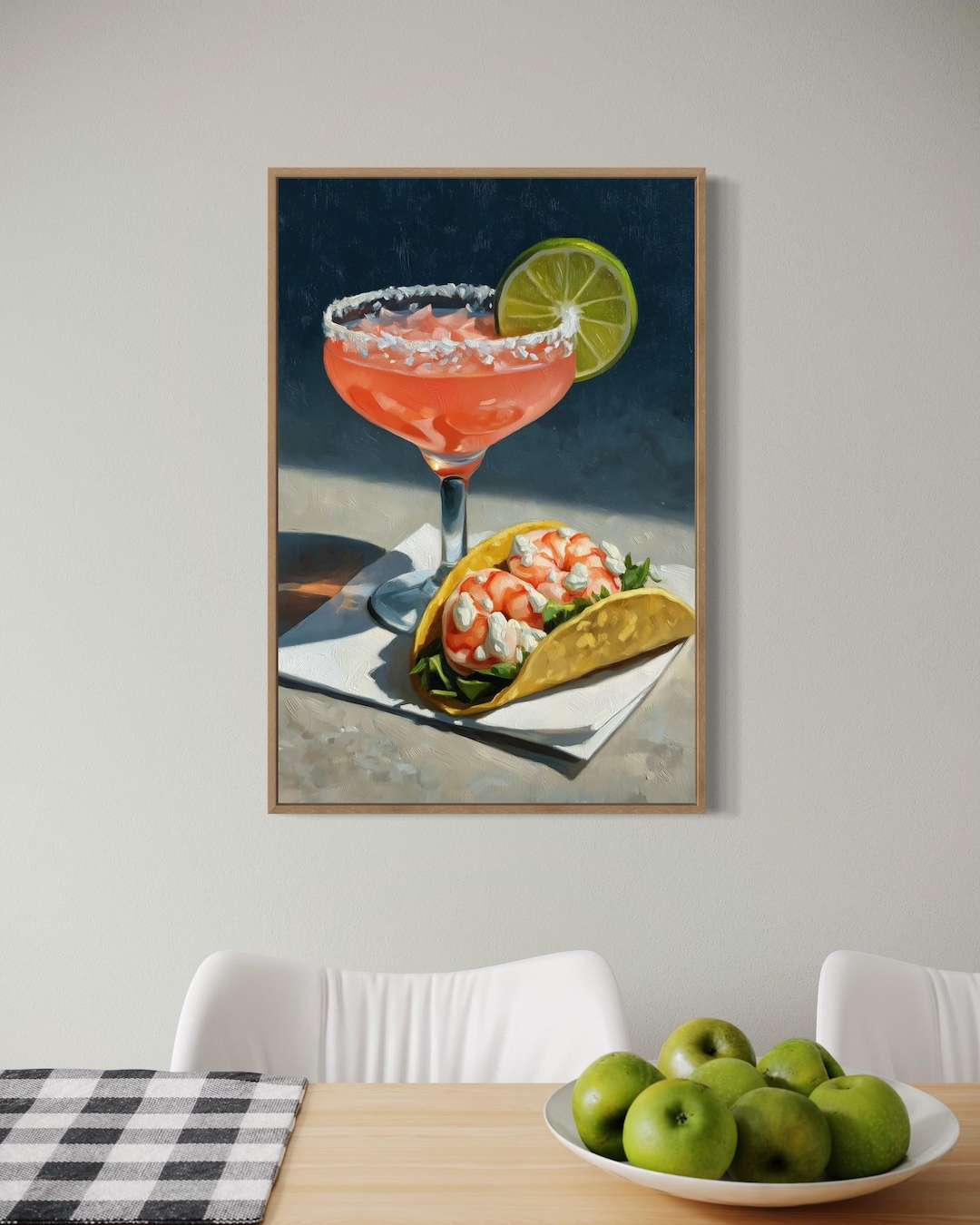 Margarita and Shrimp Taco Still Life Oil Painting Canvas Vibrant ...