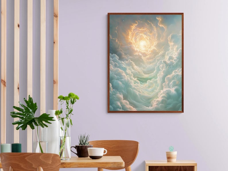 Heavenly Cloud Portal Dreamy Sunlit Sky With Fluffy Clouds Celestial ...