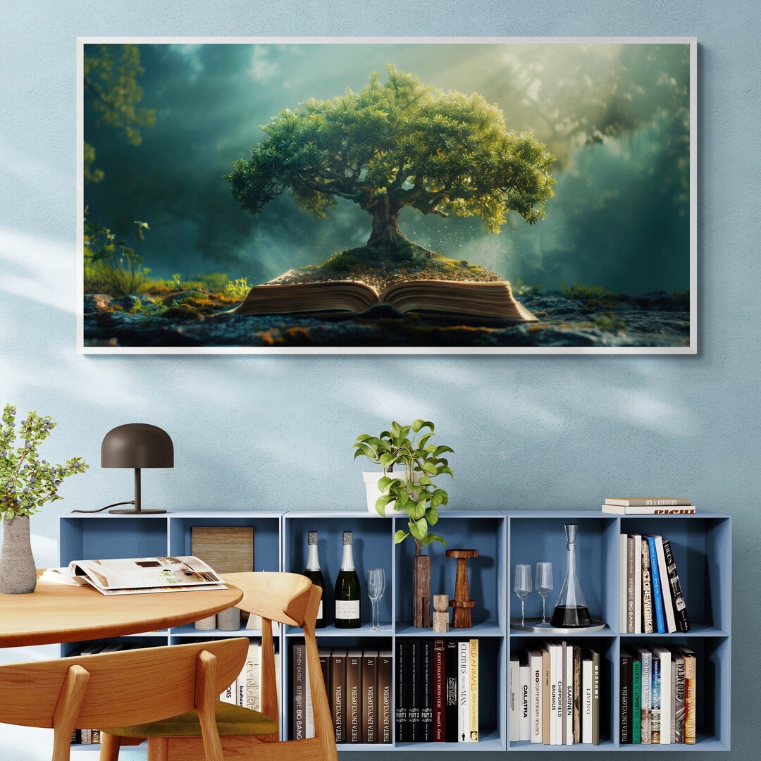 Majestic Tree of Knowledge Wall Art Canvas Library Decor A Book Tree ...