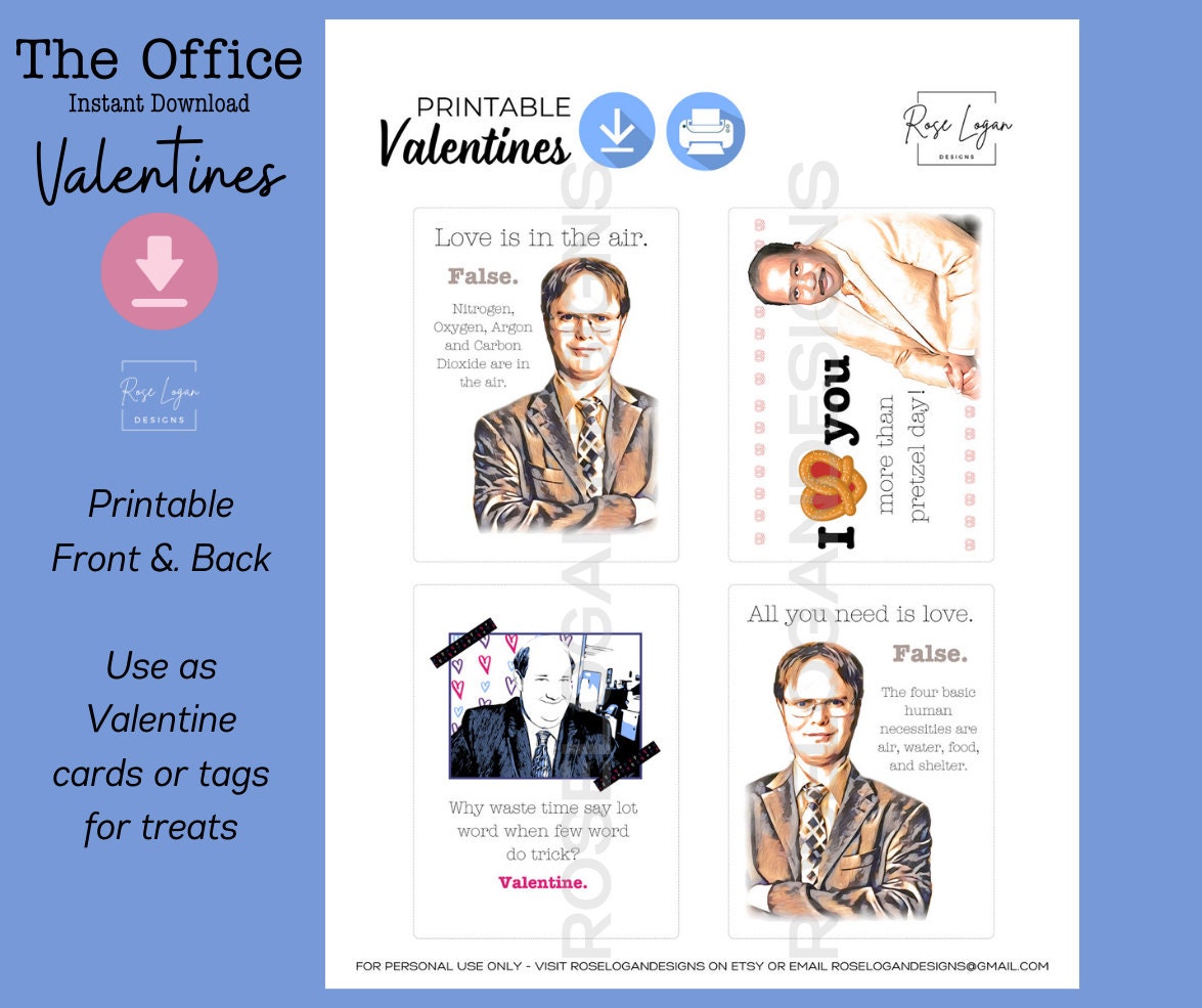 The Office Printable Valentine Cards for Funny Cards, Treats, Favors ...