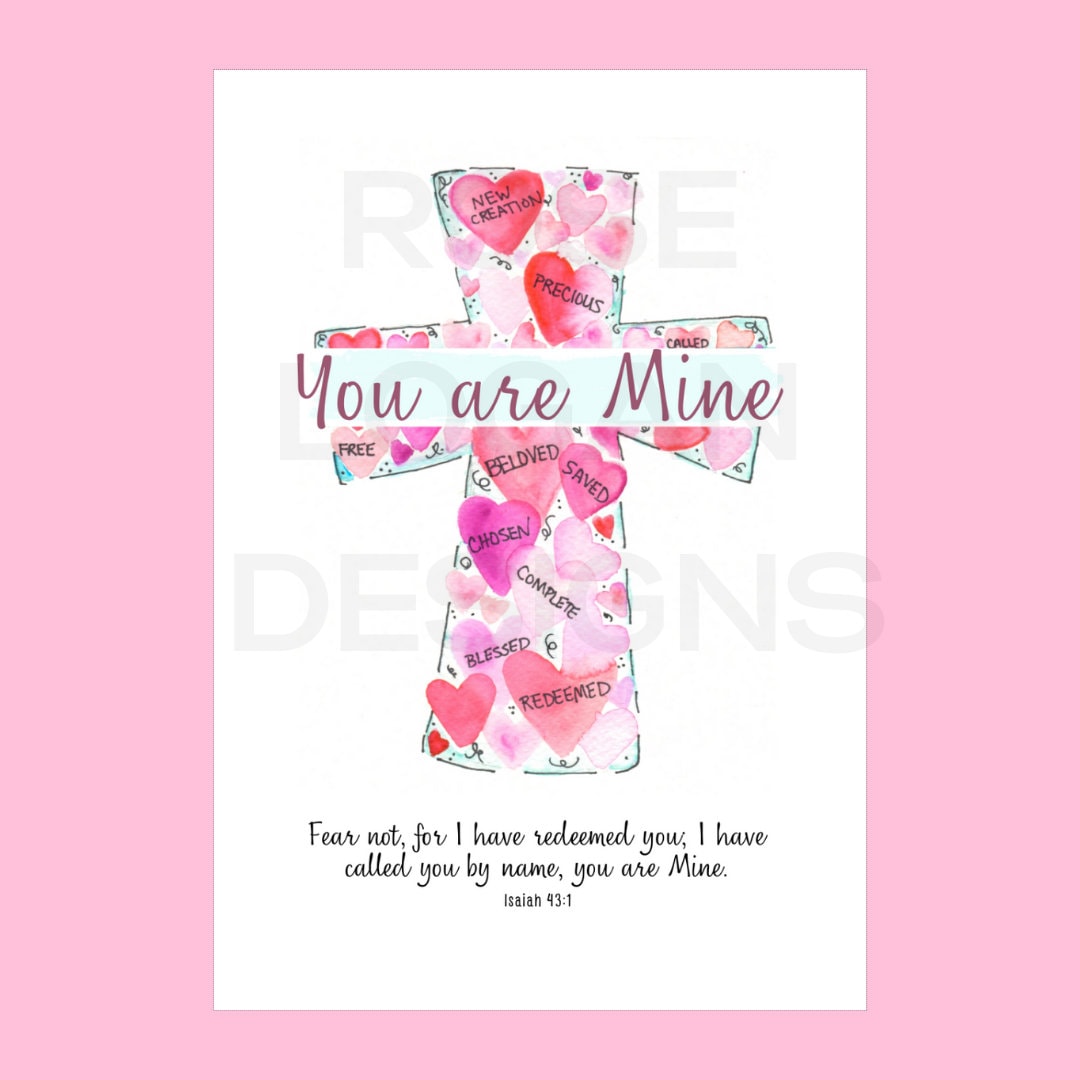 Printable Original Christian Art Print, You Are Mine, Isaiah 43:1 ...