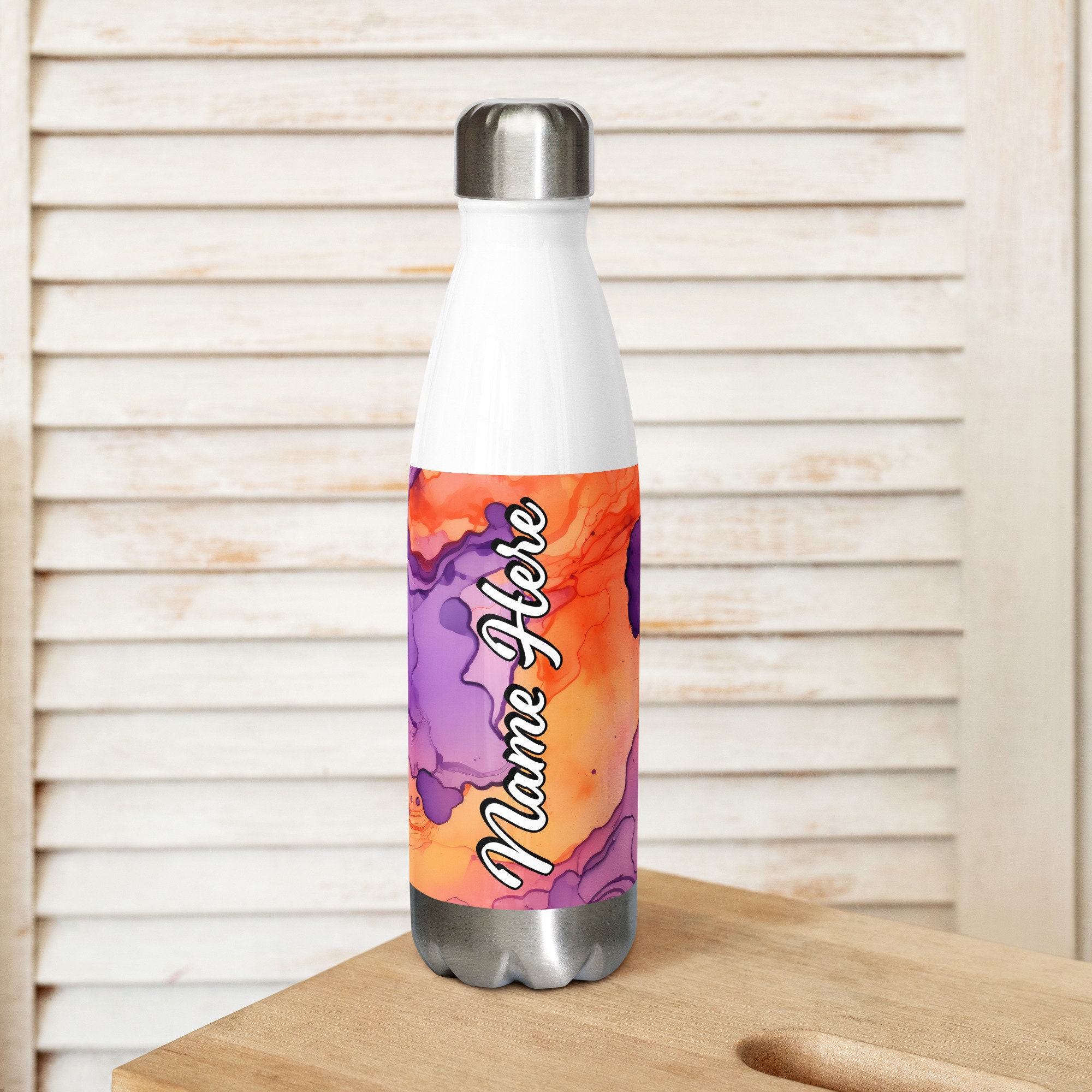 Personalized Alcohol Ink Stainless Steel Water Bottle, Custom Name Ink ...