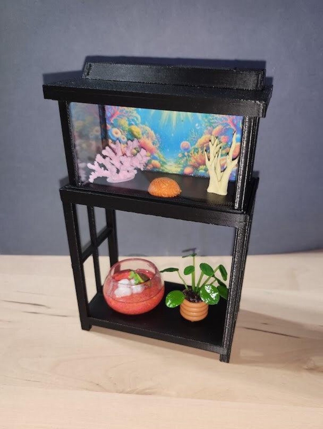 Custom Miniverse Aquarium Set tank, Corals, Background, Stand and Lid ...