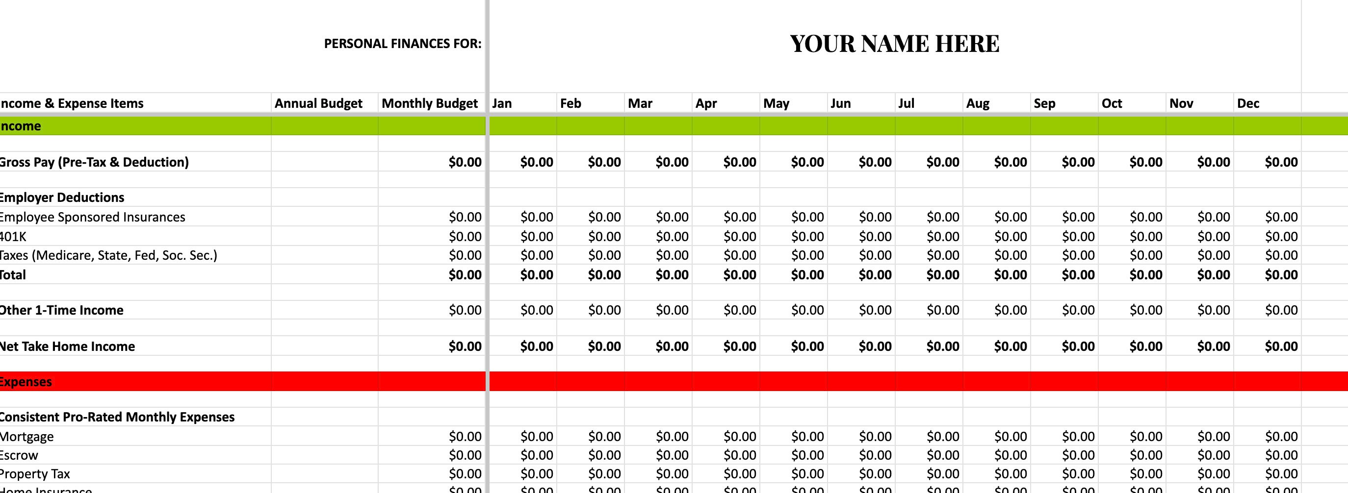 Personal Budget Template 2024 - Etsy