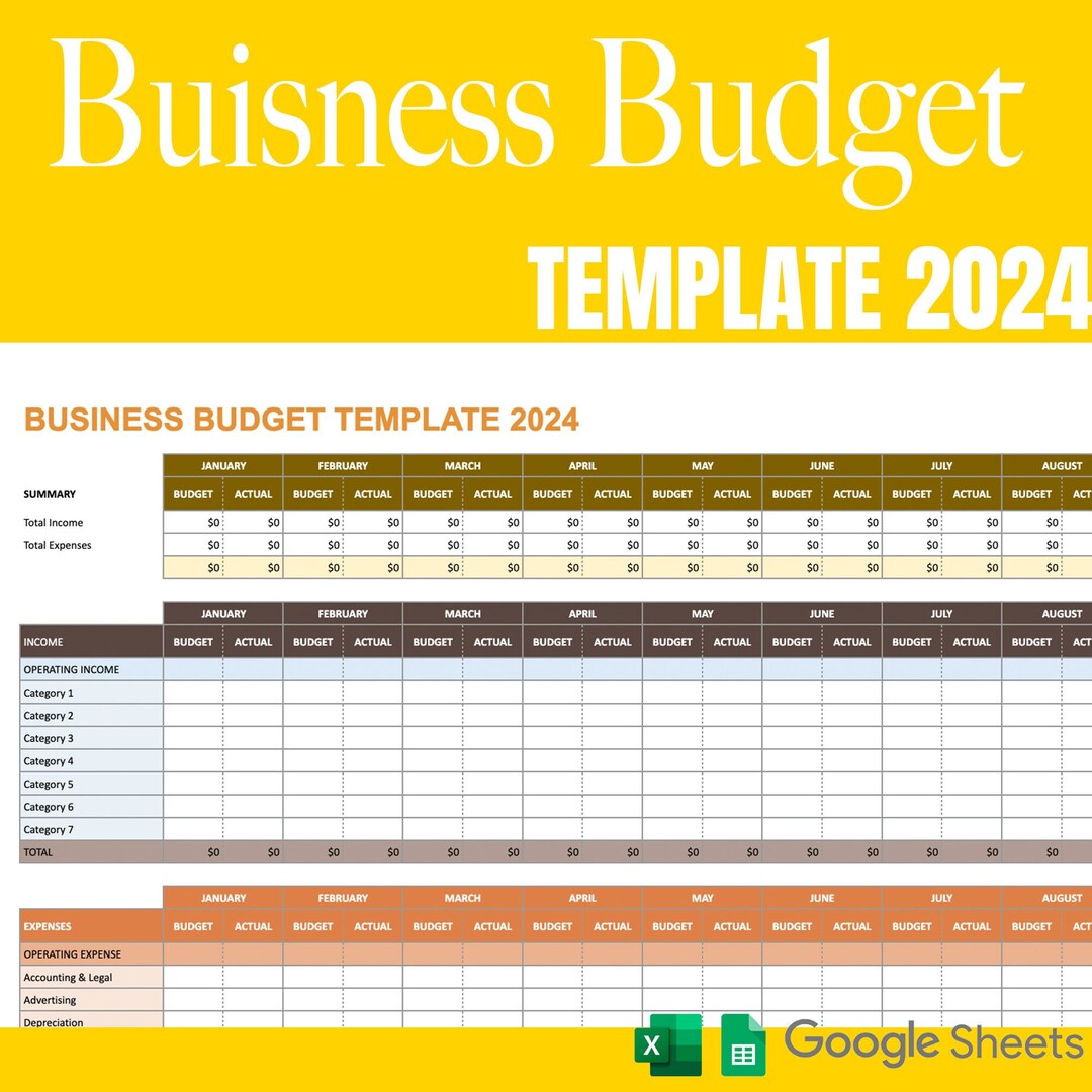 Business Budget Template 2024 - Etsy