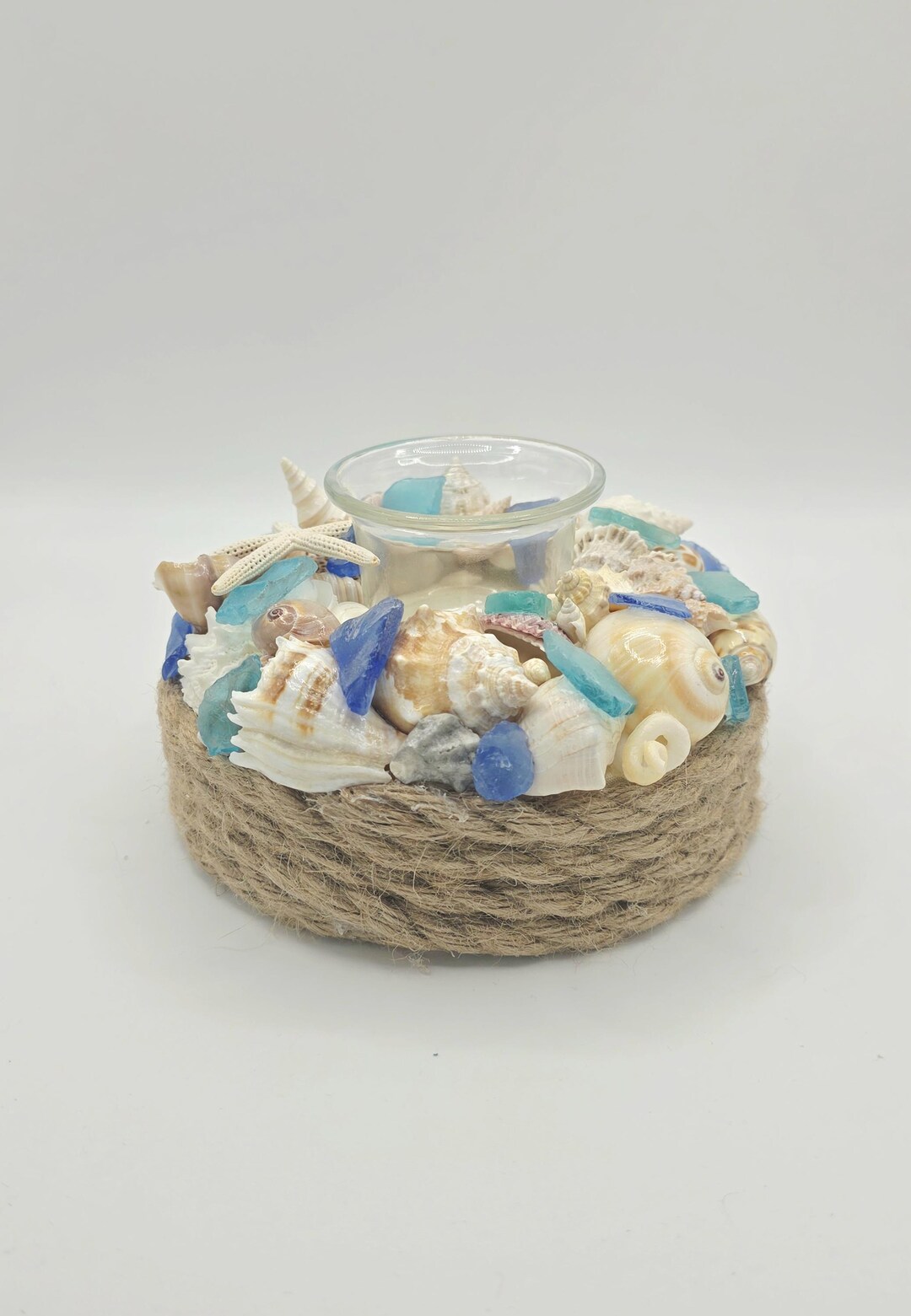 Seashell Candle Holder Centerpiece: Handmade Coastal Decor, Round ...