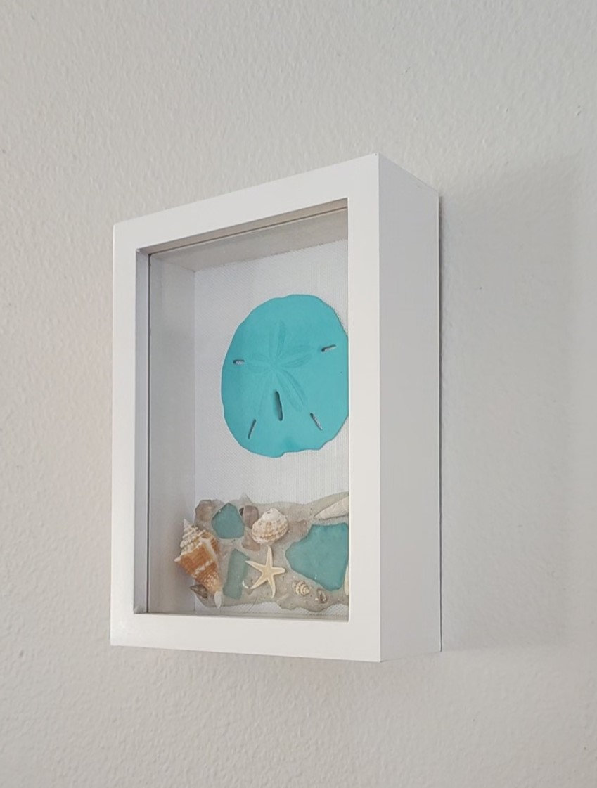 Seashell Shadow Box: SW Florida Beach Decor, Aqua Sea Glass (5x7) - Etsy