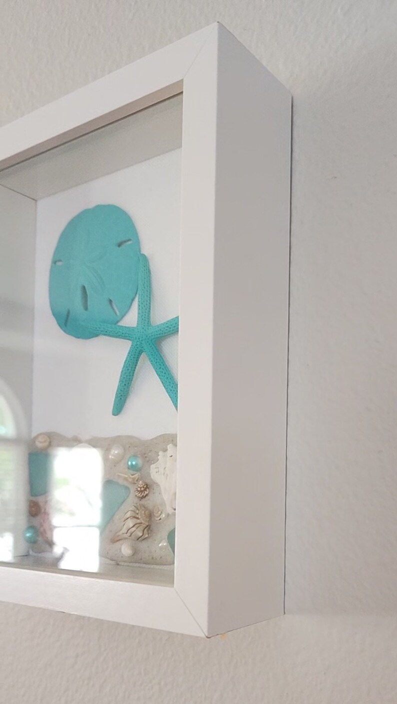 Seashell Shadow Box: SW Florida Beach Decor, Aqua Sea Glass (5x7) - Etsy