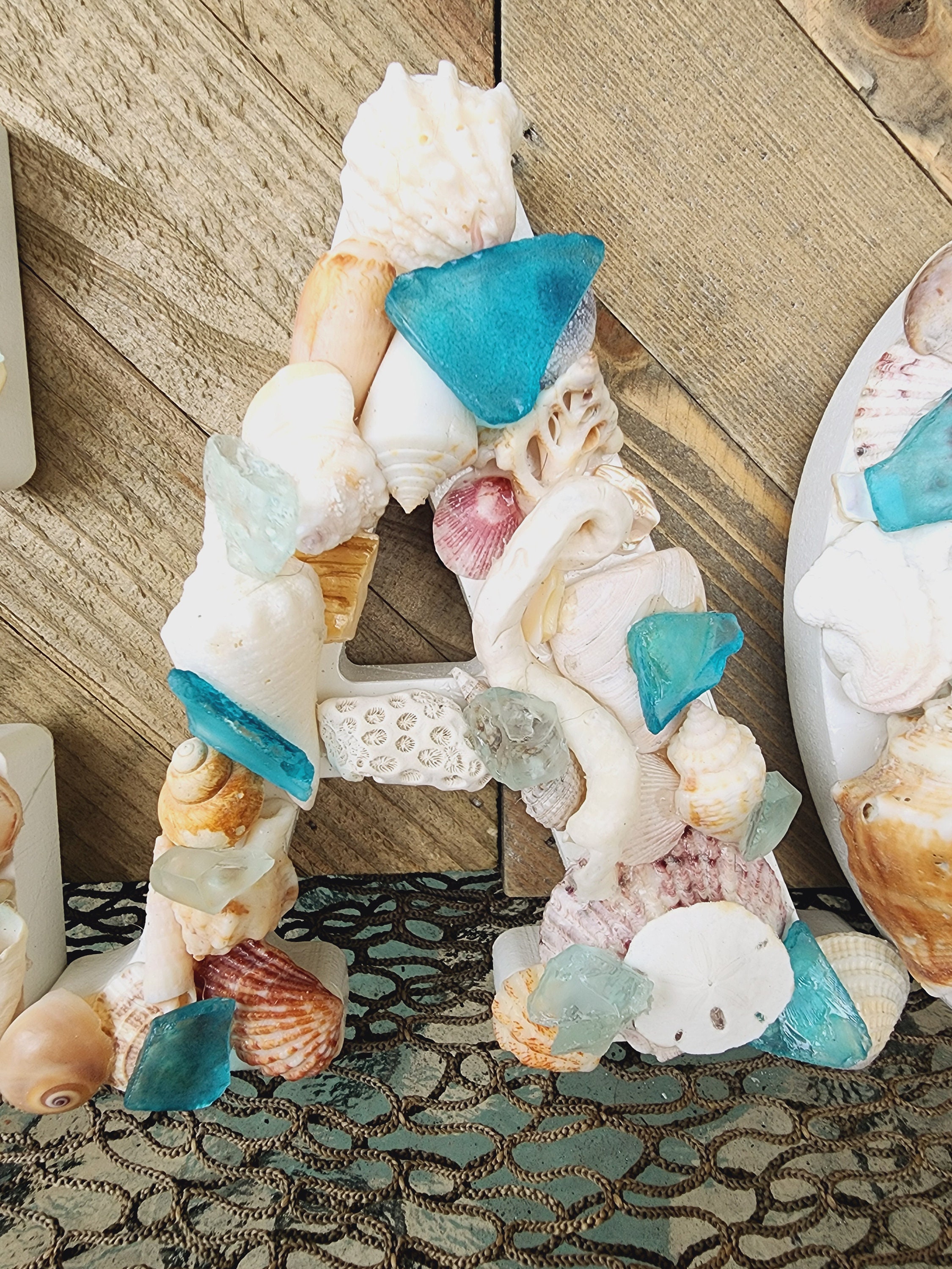 Seashell Letters 5inx6in, Seashell Art Decor, Beach Letters, Beach ...