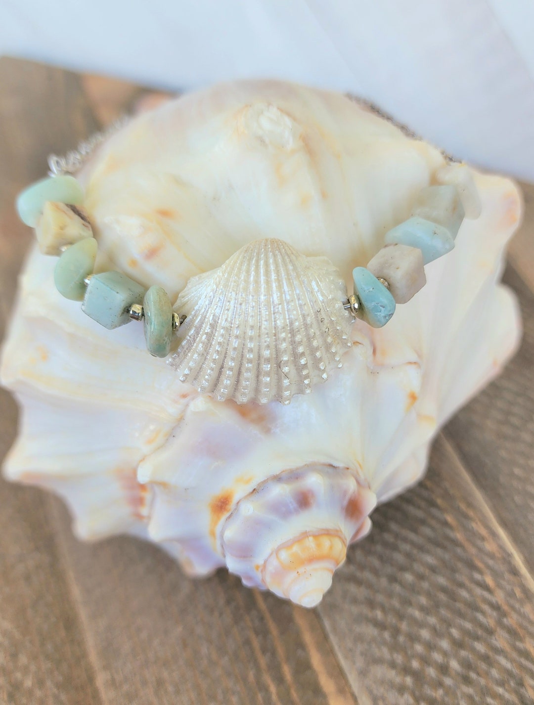 Beautiful, Handmade Fancy Ark Seashell Bracelet or Anklet Accented With ...