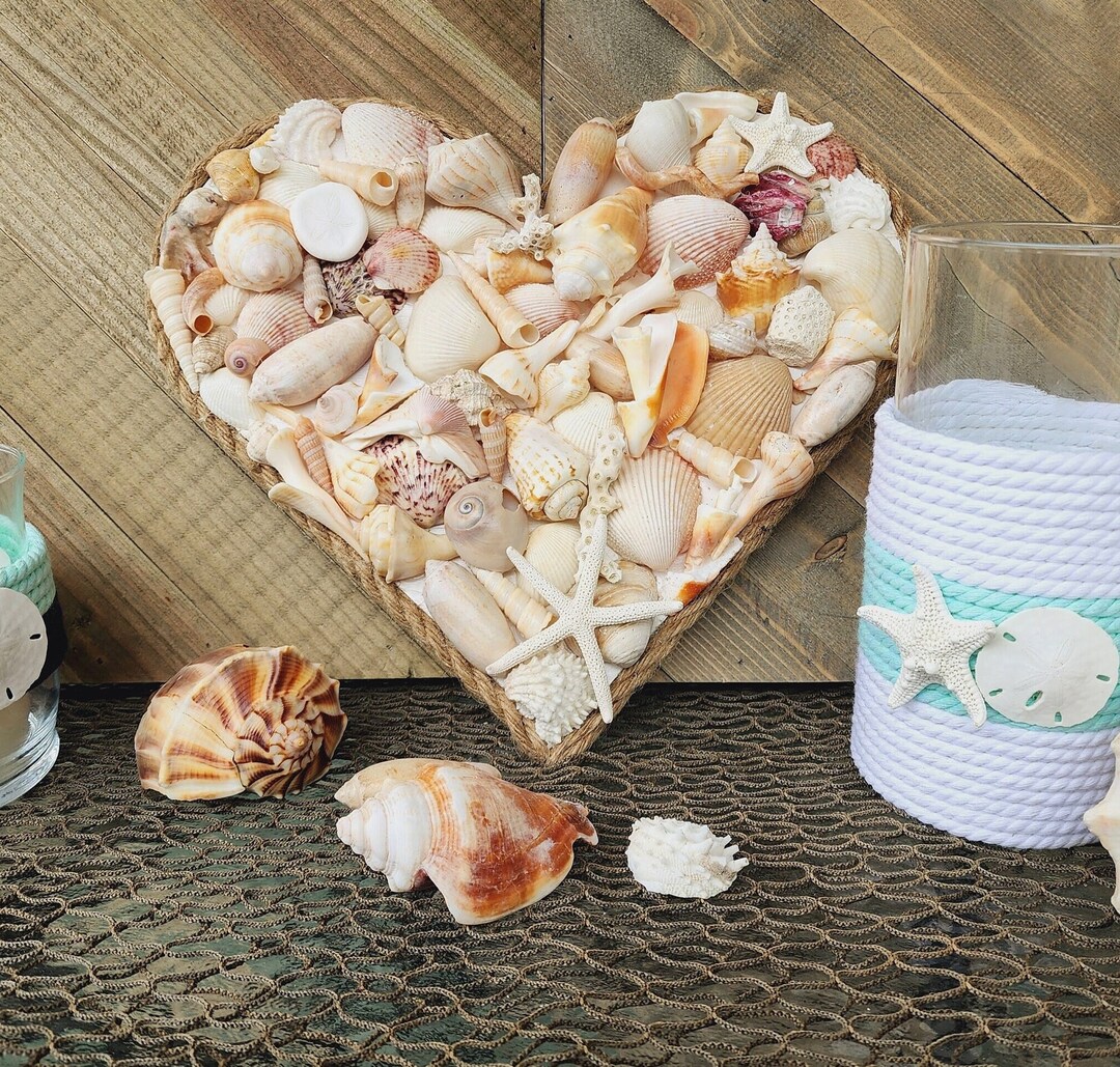 Seashell Heart, Coastal Heart, Coastal Wall Hanging, Seashell Wall ...