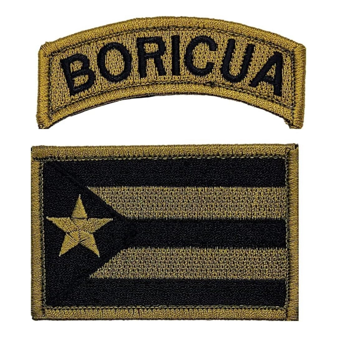 Puerto Rico Flag Boricua Tab Rocker Morale Patch - 2pc Hook Fastener ...