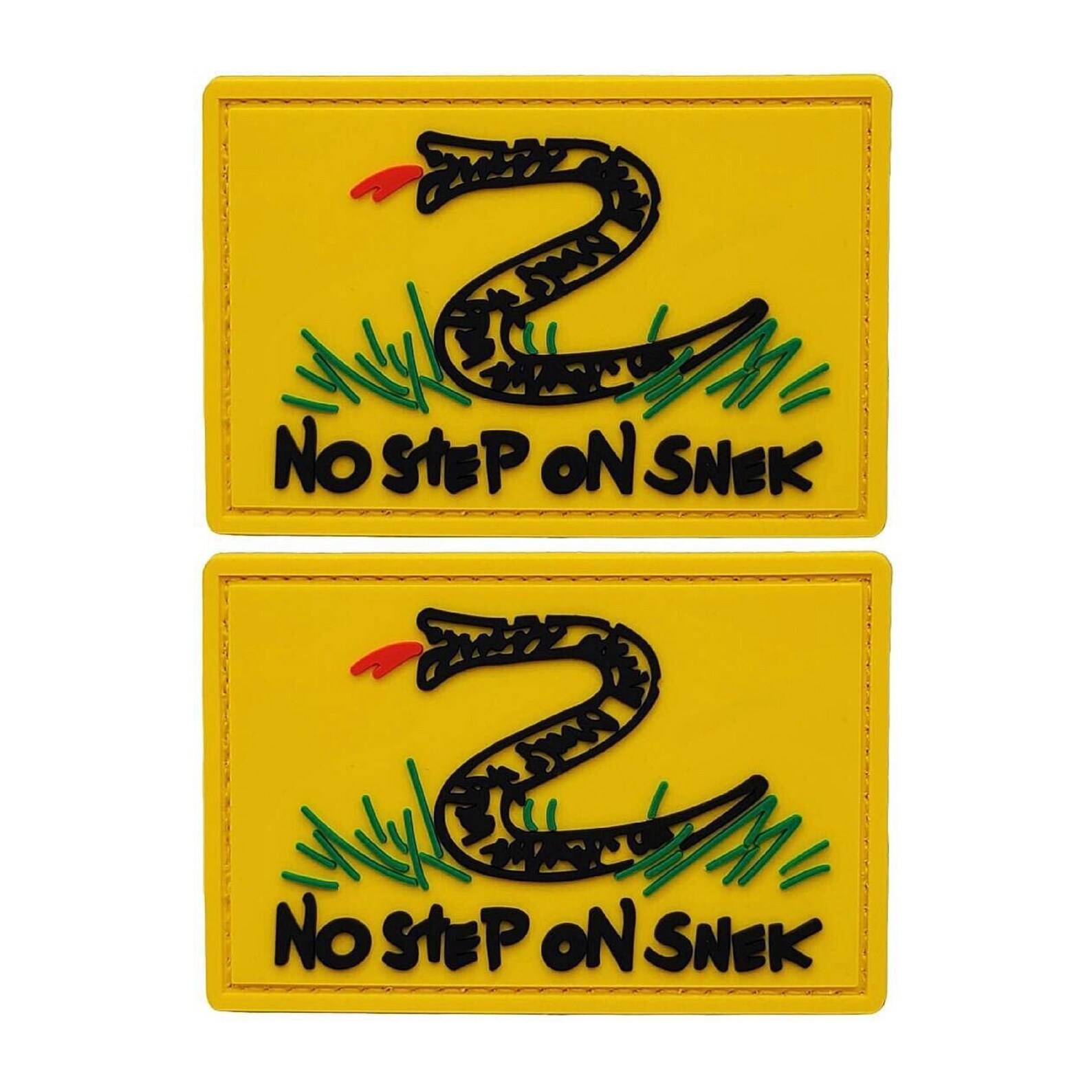 No Step on Snek PVC Rubber Patch - 2pc 3 X 2 Inch Hook Fastener Backing ...