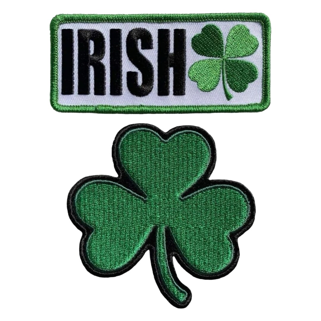 Irish Clover Irish Shamrock Lucky Clover Patch - 2pc Iron on Sew on ...