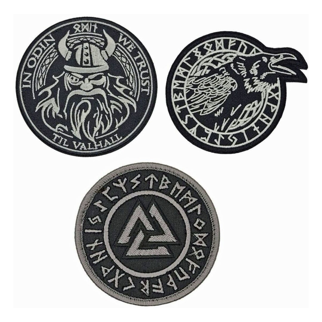 In Odin We Trust Viking God Odin’s Raven Valknut Norse Patch - 3pc Hook ...