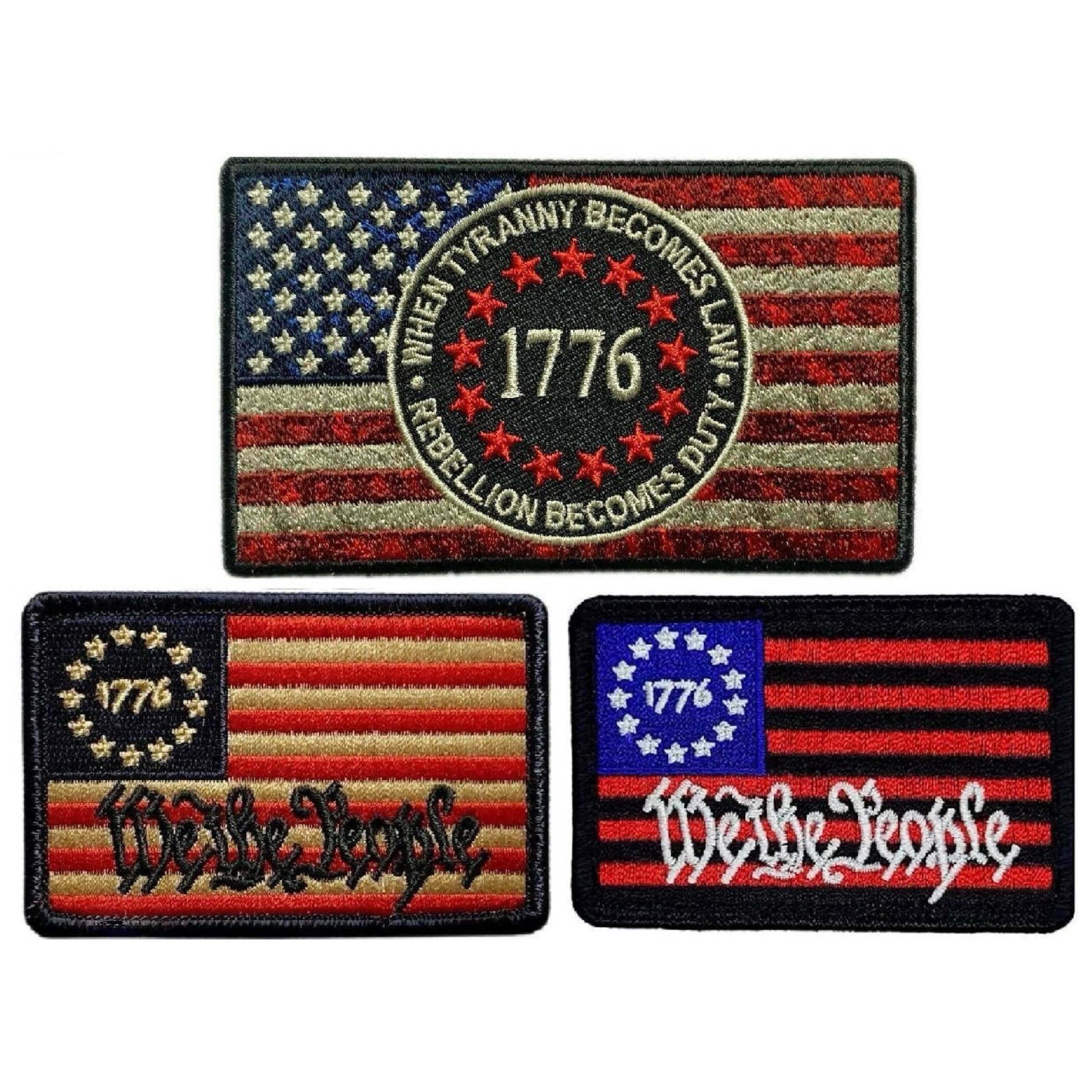 Distressed USA Flag 1776 Freedom Liberty Betsy Ross Flag Patch 3pc Iron ...