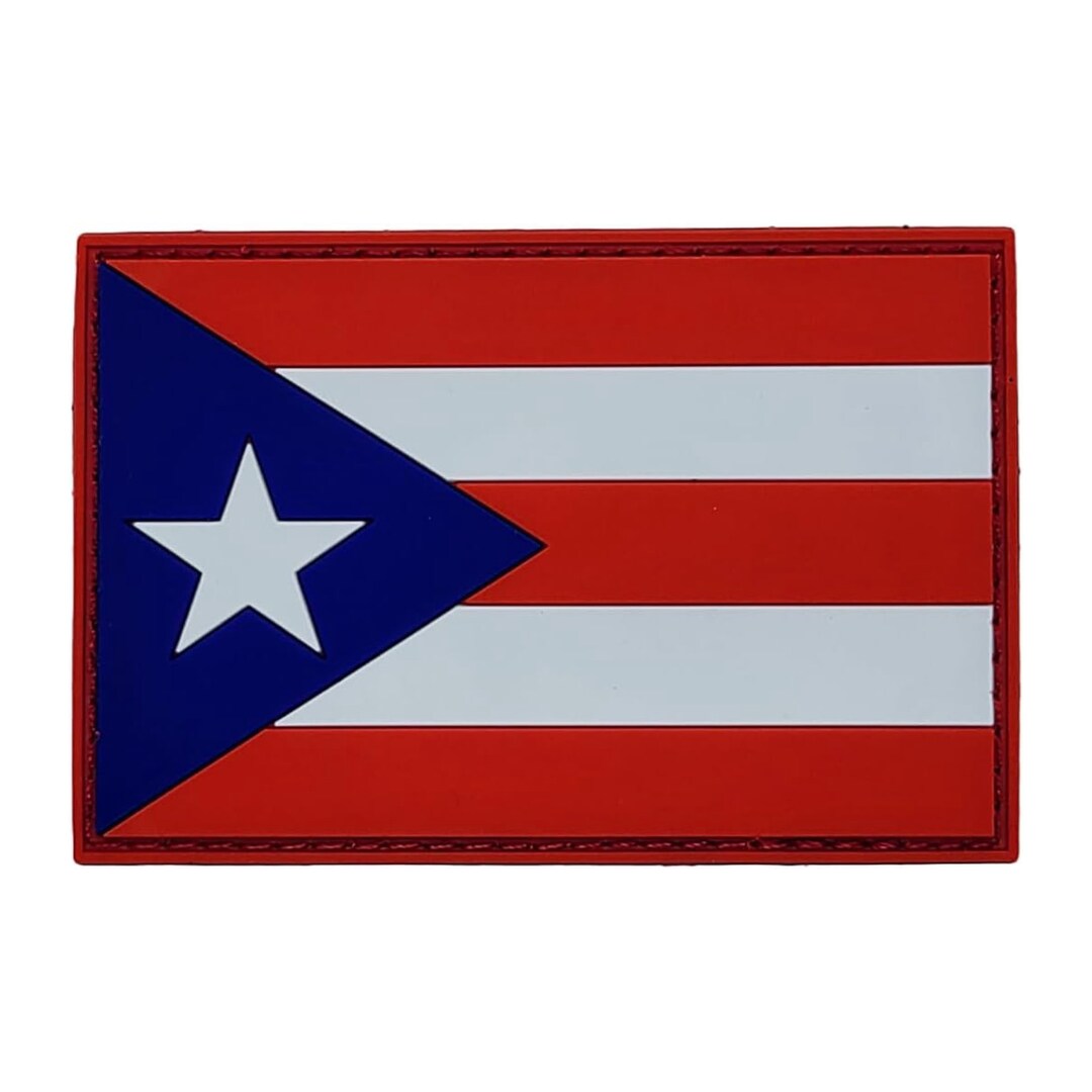 Puerto Rico Flag PVC Rubber Morale Patch - 3 X 2 Inch Hook Fastener ...