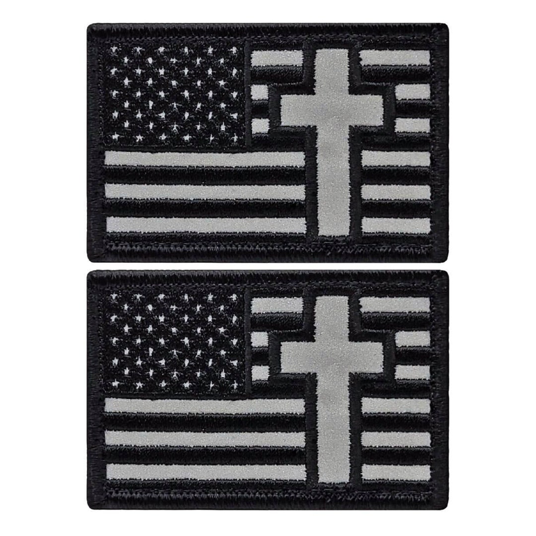 Reflective Cross USA American Flag Christian Cross Patch 2pc - 3 X 2 Inch Iron on or Sew On - Etsy