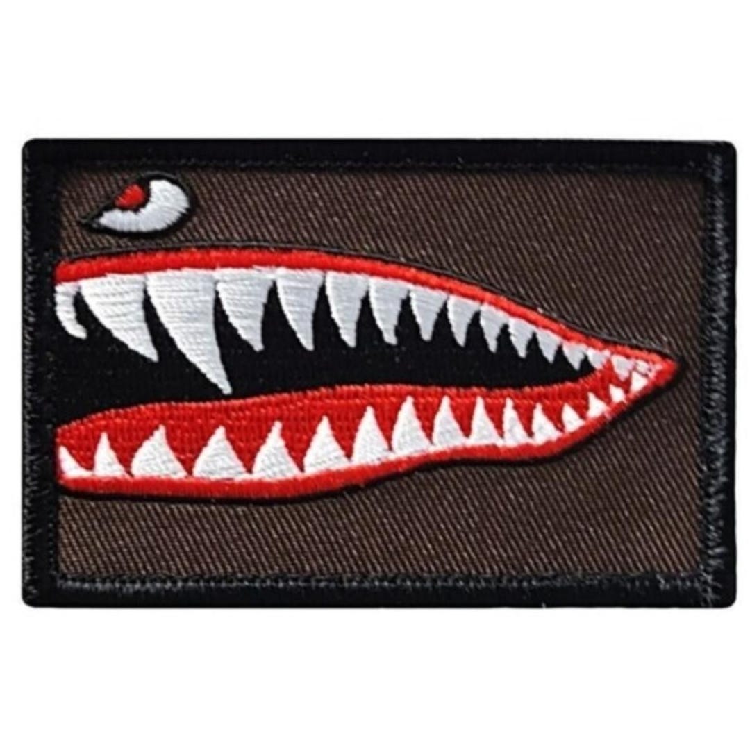 Shark Teeth Warhawk Plane Embroidered Patch - 3 X 2 Inch Hook Fastener ...
