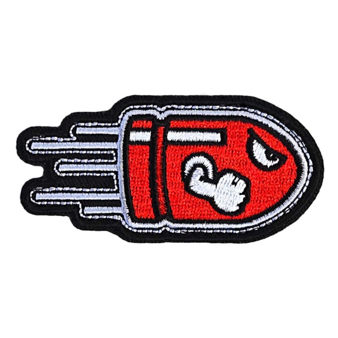 Angry Flying Bullet Embroidered Bullet Bill Patch - 3 X 1.5 Inch Hook ...
