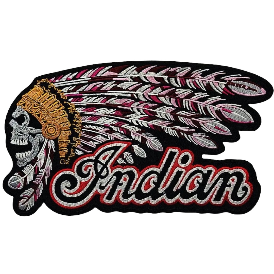 Indian Skull Feathers Biker Jacket Vest Back Patch - 11 X 6 Inch - Iron ...