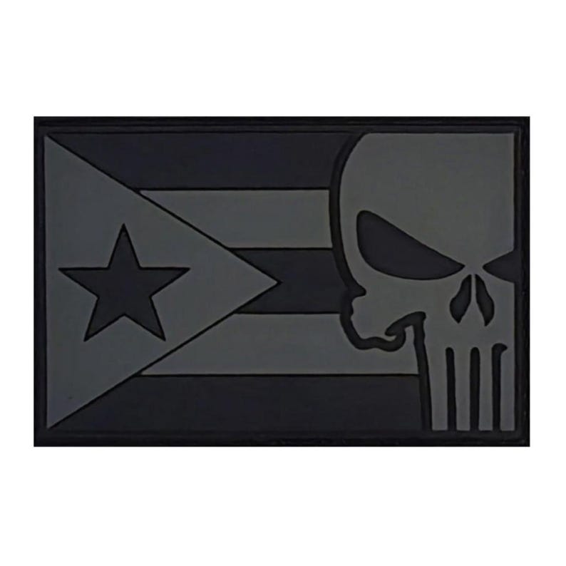 Puerto Rico Flag Skull PVC Rubber Morale Patch - 3 X 2 Inch Hook ...