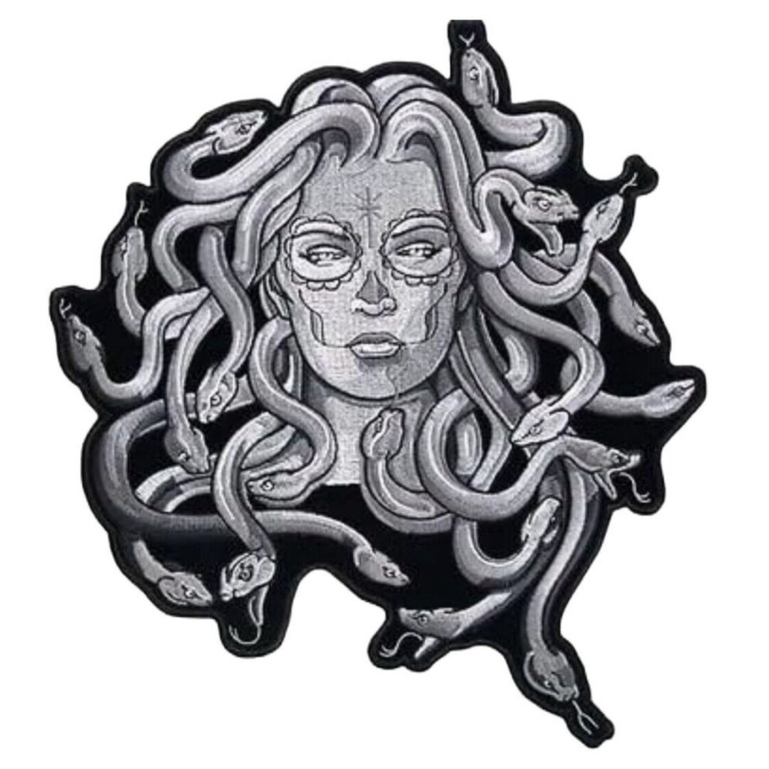 Medusa Biker Motorcycle Large Embroidered Patch - 10 X 8.5 Inch Iron on ...