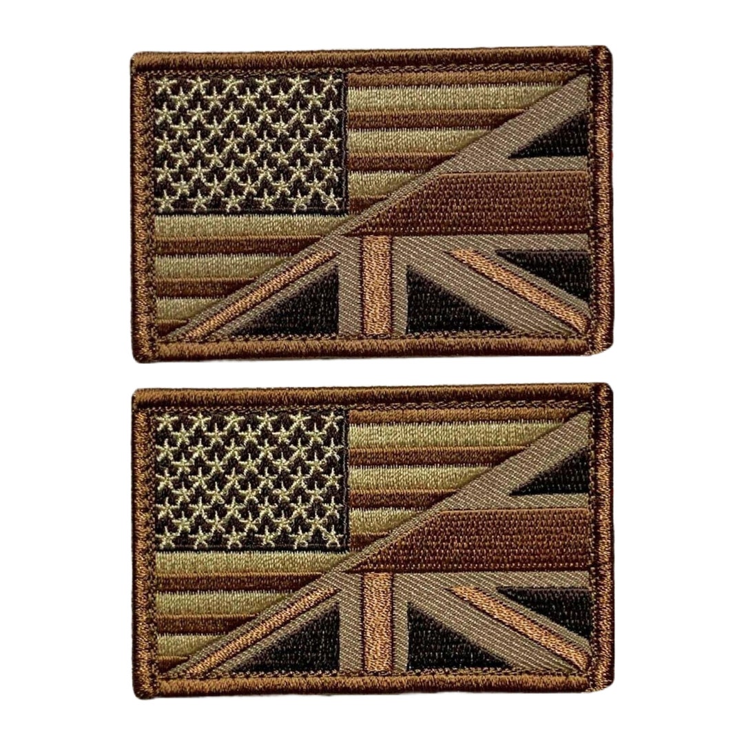 USA UK Flag British American Flag Subdued Morale Patch - 2pc 3 X 2 Inch ...
