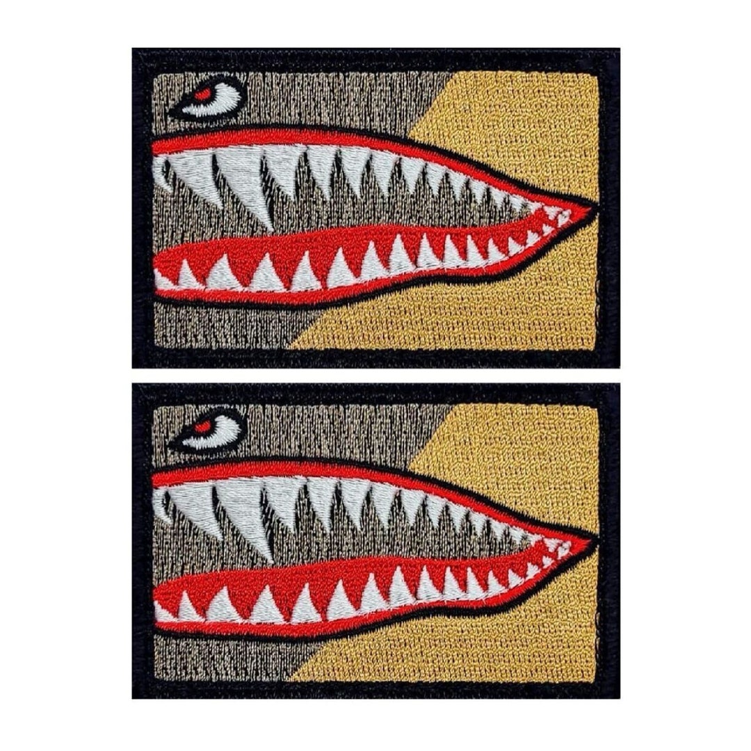 Shark Teeth Warhawk Plane Embroidered Patch - 2pc 3 X 2 Inch Hook ...