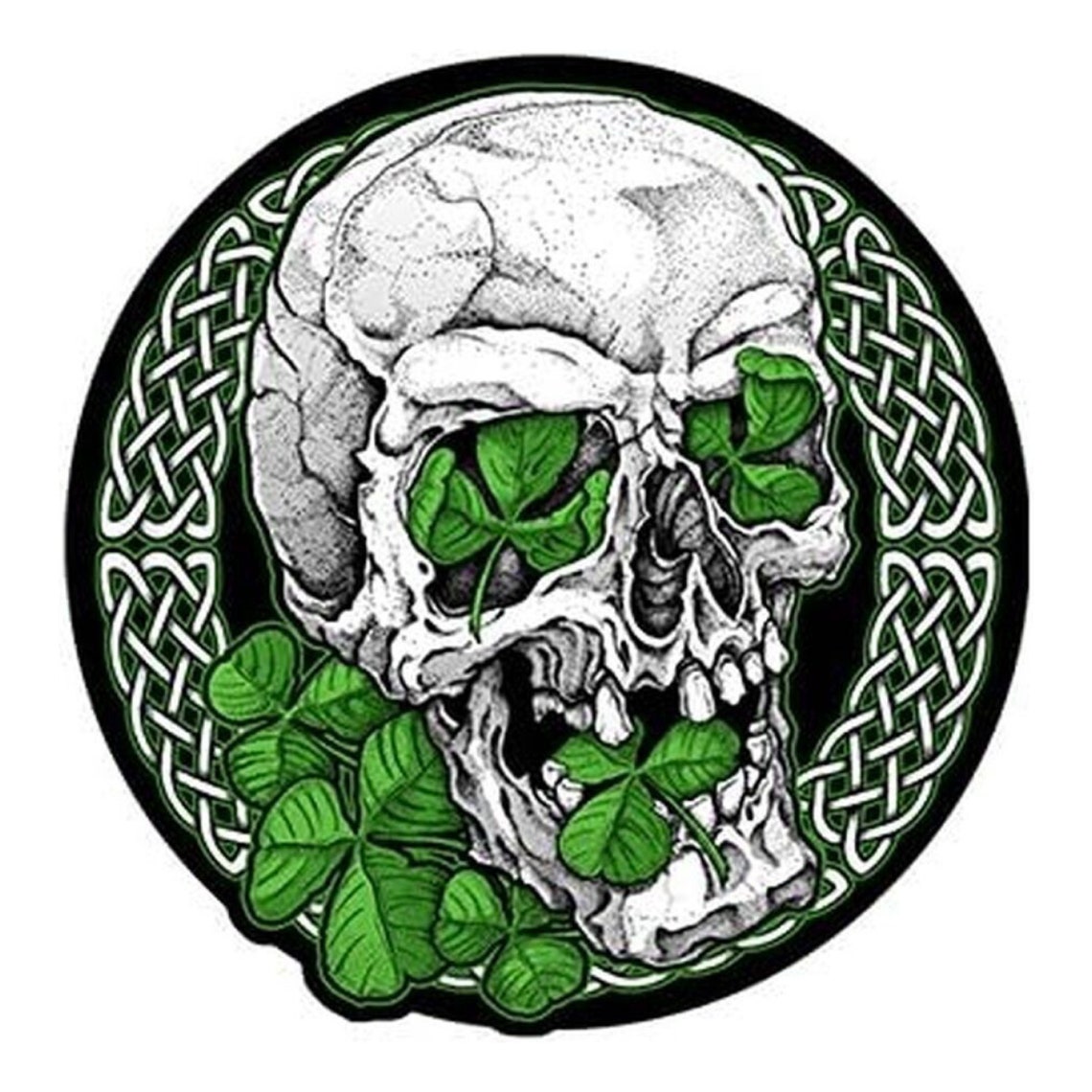 Irish Skull Shamrocks Embroidered Jacket Vest Back Patch 9 X 9 Inch ...