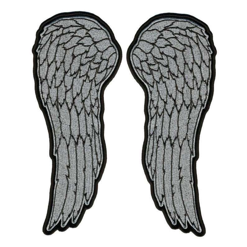 Metallic Silver Angel Wings High Tread Jacket Vest Back Patch - 10 X 4 ...