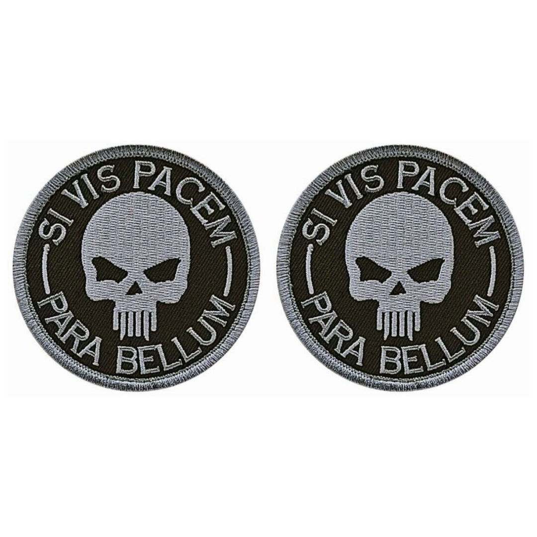 Si Vis Pacem Para Bellum Skull Morale Patch - 2pc 3 X 3 Inch Hook ...