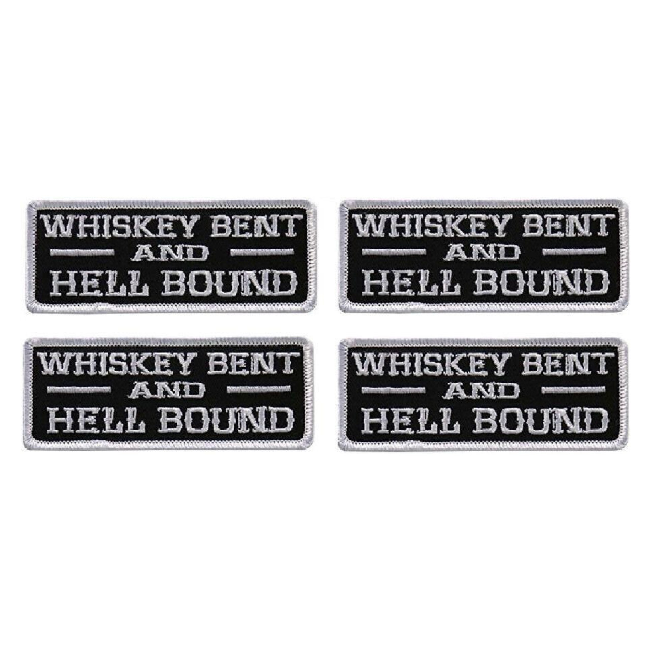 Whiskey Bent and Hell Bound Embroidered Patch - 4pc 4 X 1.5 Inch Iron ...