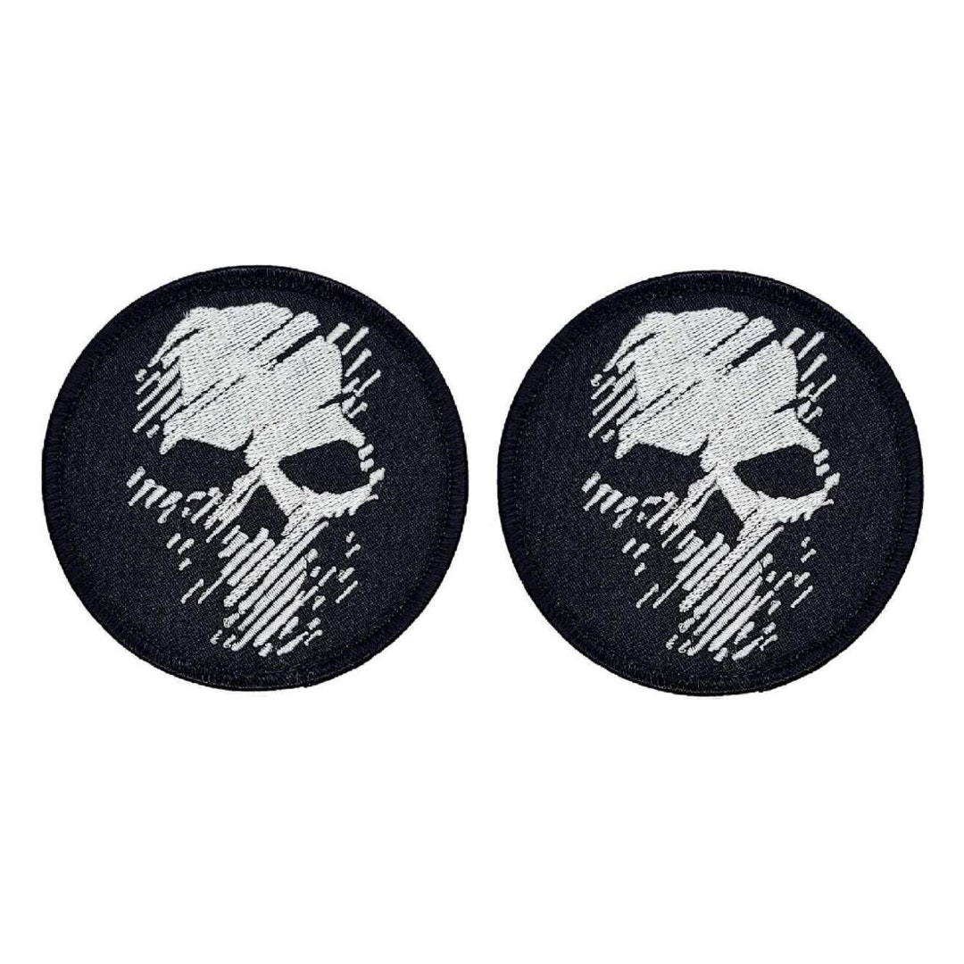 Ghost Skull Embroidered Morale Patch - 2pc 3 X 3 Inch Hook Fastener ...