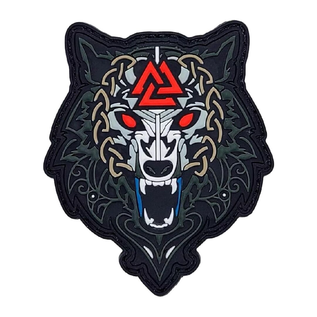 Viking Wolf of Odin Valhalla Valknut 3D-PVC Rubber Patch - 2.5 X 3 Inch ...