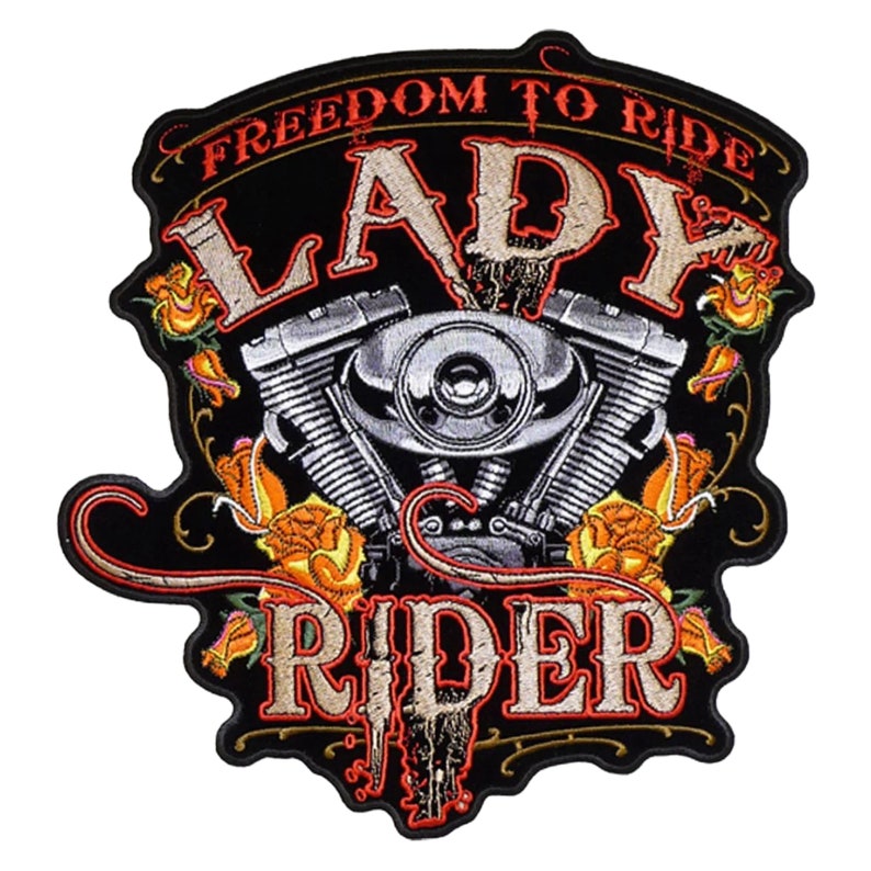 Freedom to Ride Roses Lady Rider Bikers Jacket Vest Back Patch - 10 X 9 ...