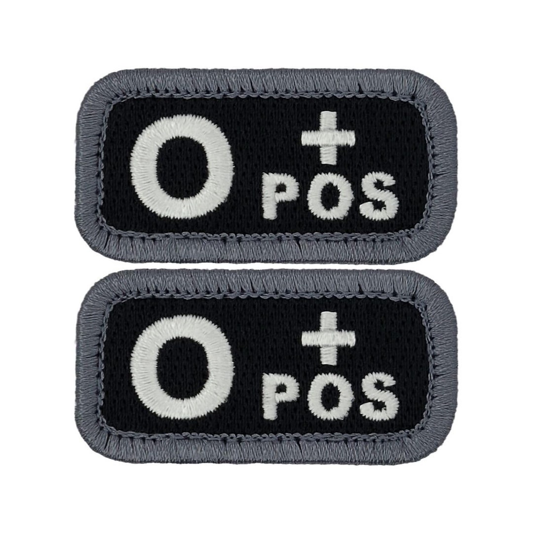 Blood Type O+ Positive Morale Patch - 2pc 2 X 1 Inch Hook Fastener ...