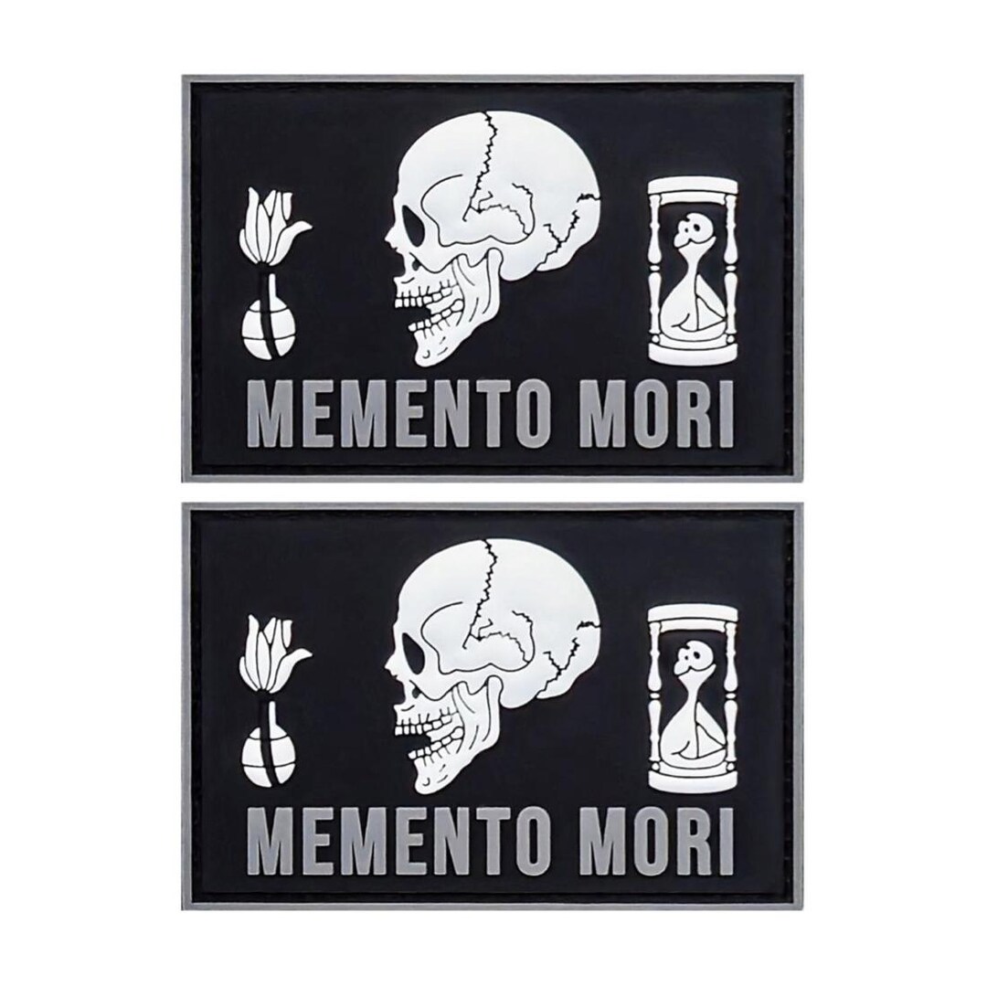 Memento Mori PVC Rubber Morale Patch - 2pc 3 X 2 Inch Hook Fastener ...