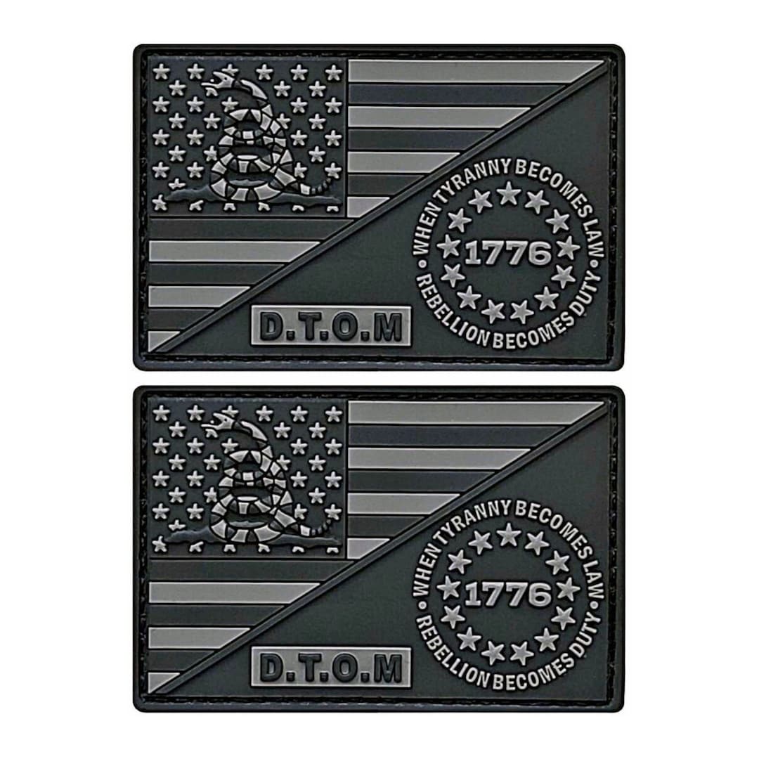 Gadsden DTOM 1776 Liberty USA Flag PVC Patch - 2pc 3 X 2 Inch Hook ...