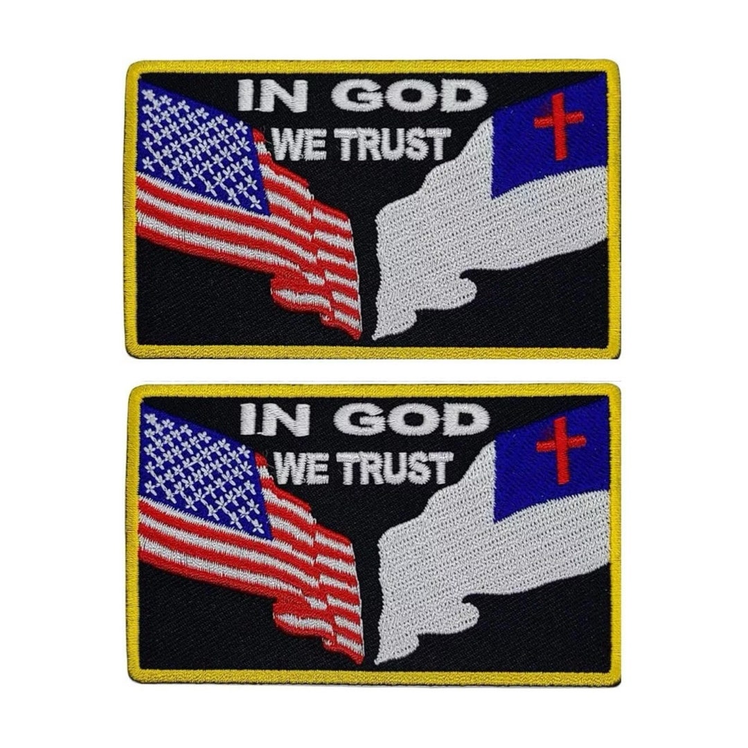 In God We Trust USA Christian Flag Morale Patch - 2pc 3.5 X 2 Inch Hook ...