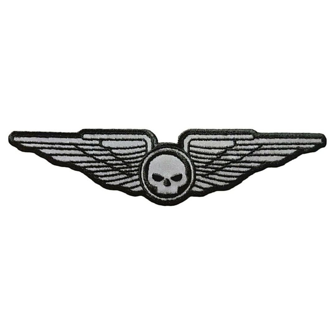Reflective Skull Wings Motorcycle Biker Chopper Patch - 6 X 2 Inch Iron ...