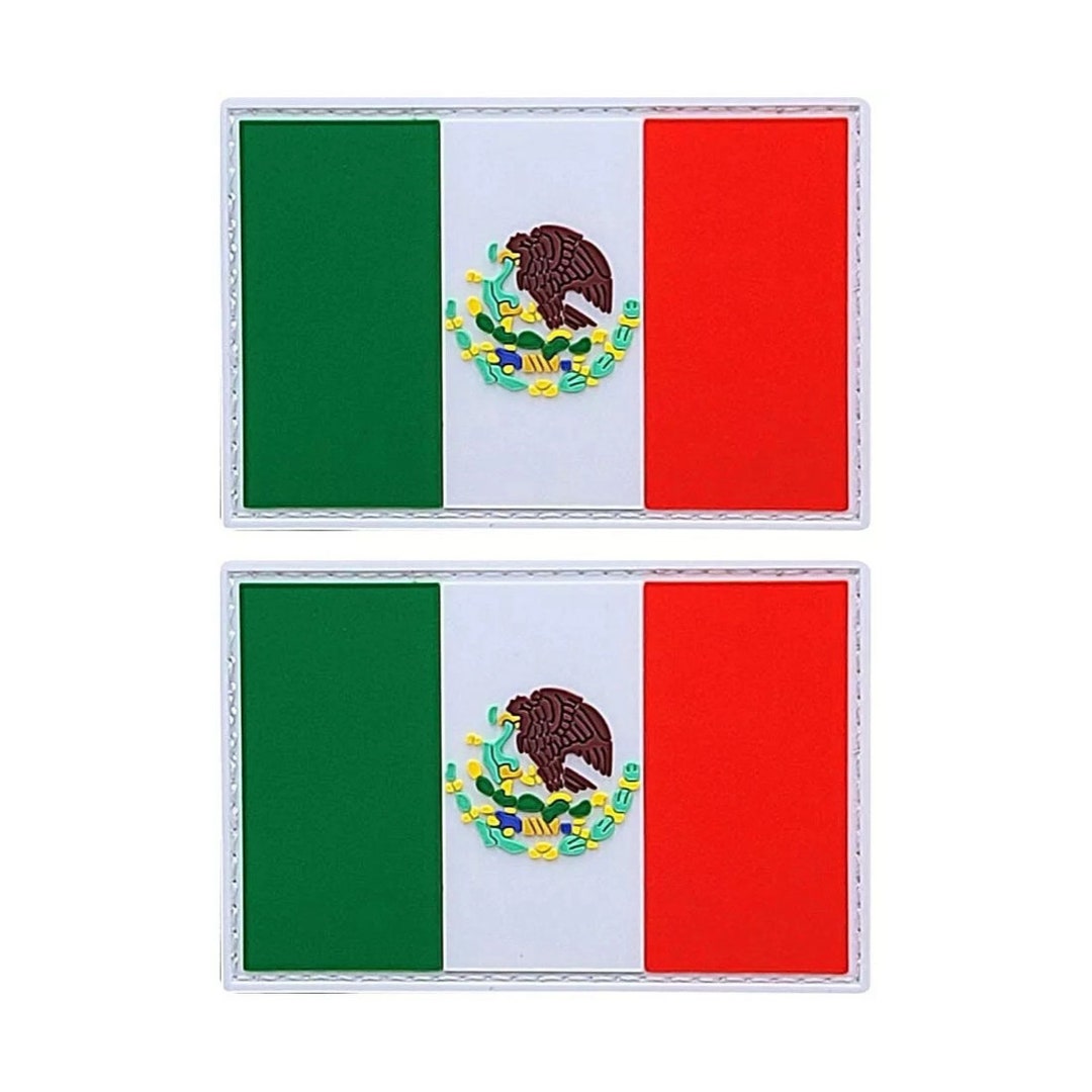 Mexican Flag Mexico PVC Rubber Patch - 2pc 3 X 2 Inch Hook Fastener ...