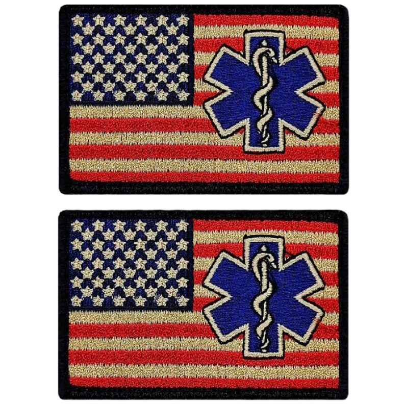 USA American Flag EMS EMT Paramedic Medic Patch - Bundle 3 X 2 Inch ...