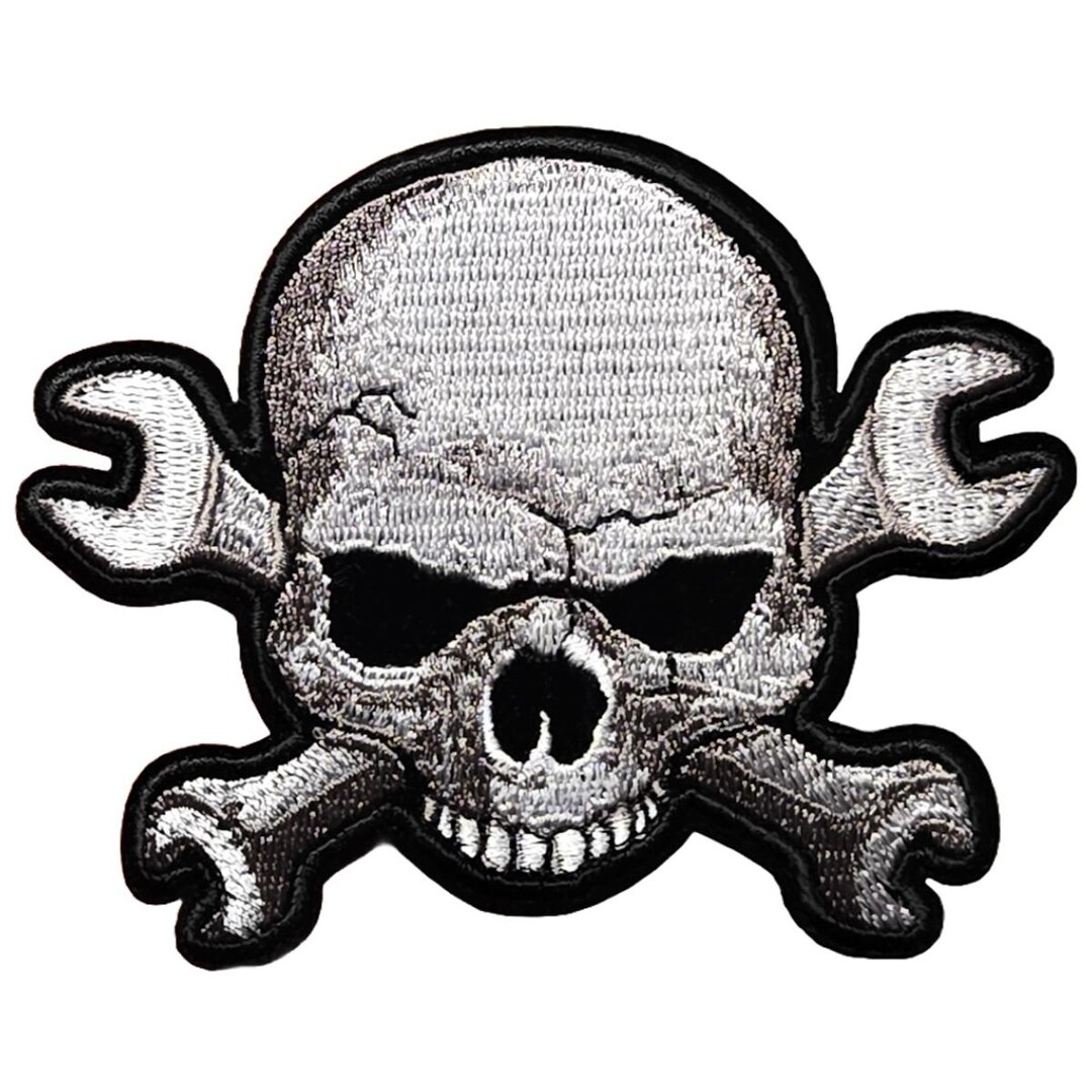 Skull Wrench Crossbones Mechanic Patch - 4 X 3 Inch Iron on or Sew On ...