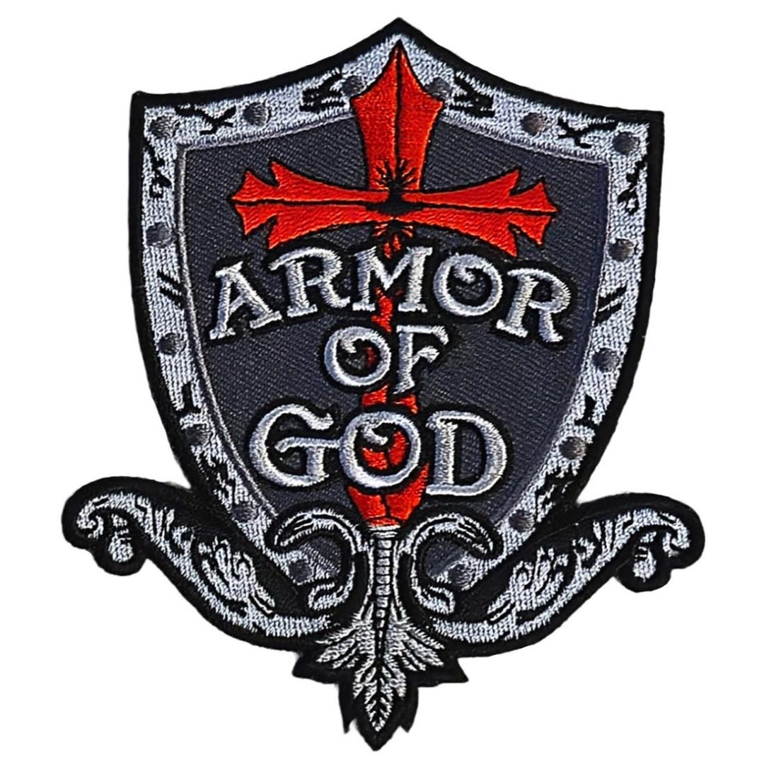 Armor of God Cross Shield Embroidered Patch - Iron on or Sew on 4" X 4. ...