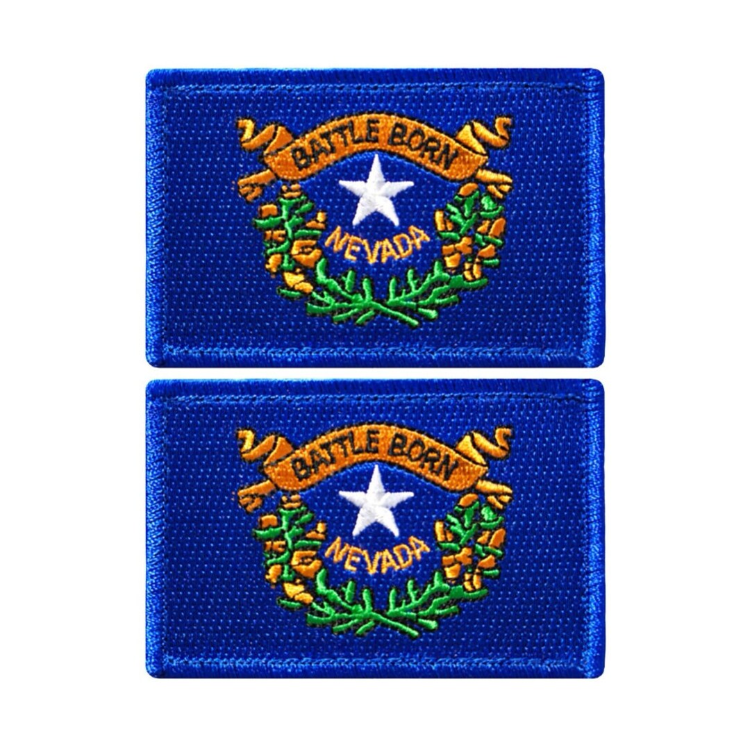 Nevada State Battle Born Patch - 2pc 3 X 2 Inch Hook Fastener Backing ...
