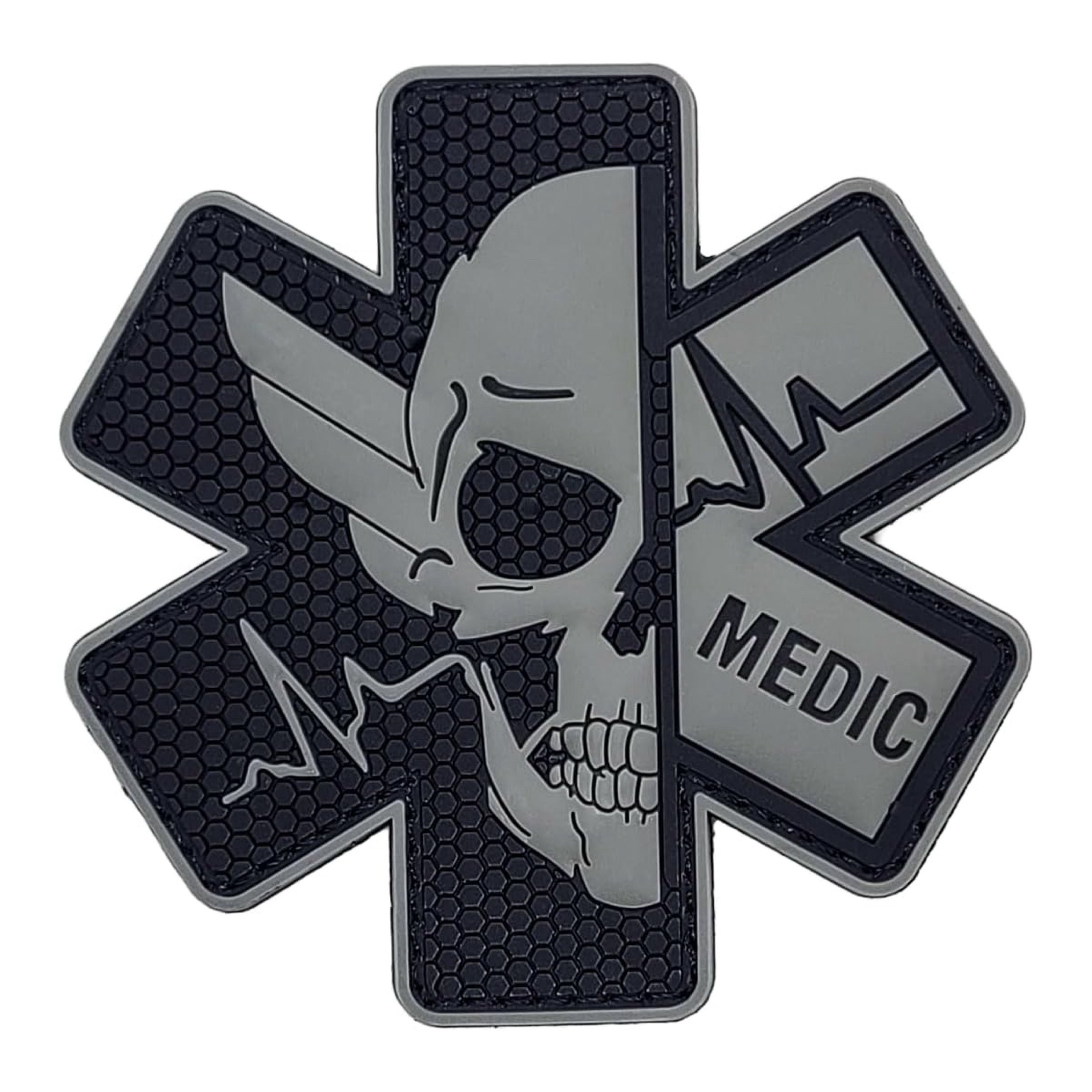 Medic Skull EMT EMS Paramedic 3D PVC Rubber Patch - 3 X 3 Inch Hook ...
